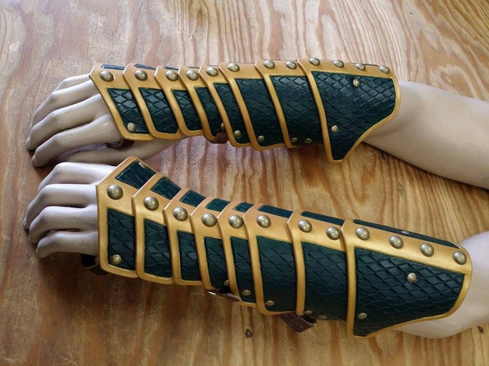 Leather Armor Deluxe Scaled Leather Gauntlets Leather Bracers | Etsy