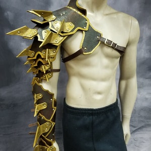 Spiked Barbarian Full Arm Leather Shoulder Armor Leather Armor Spaulder ...