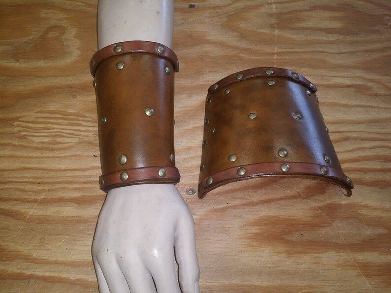 Leather Armor Swordsman's Cuffs Leather Bracers | Etsy