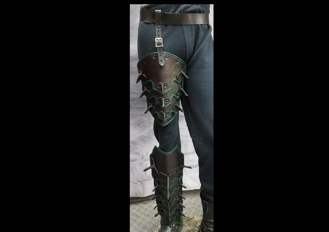 Custom Leather Barbarian Leg Armor: Spiked LARP Cosplay - Etsy