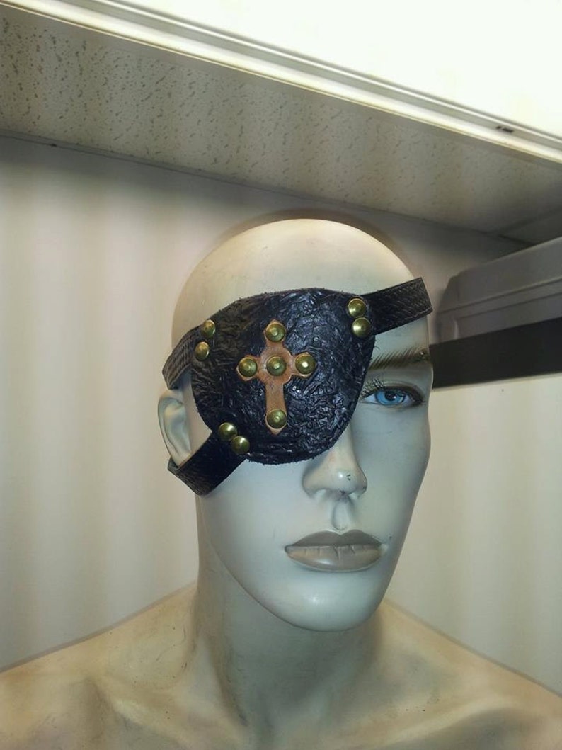 Gothic Cross Double Strap Leather Eye Patch - Etsy