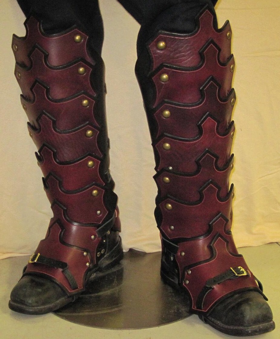 Sith logo leather Greaves, Syfy accessories, armor, leather gauntlets ...