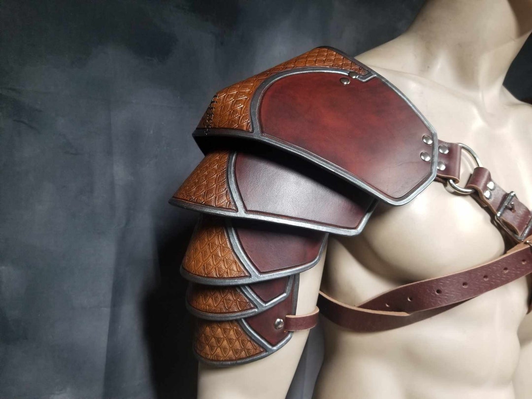 Leather Shoulder Armor Leather Armor Spaulder Leather Pauldron LARP Armor Cosplay Armor Viking ...