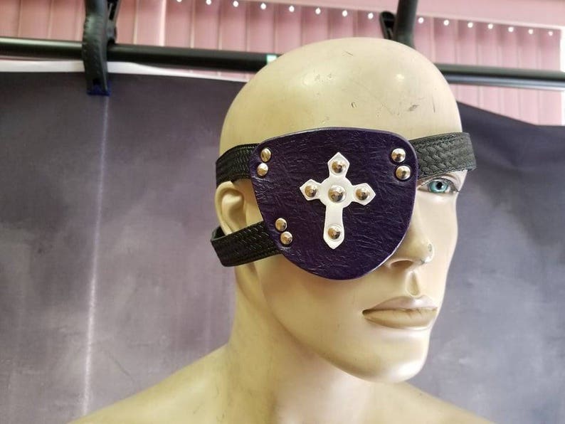 Gothic Cross Double Strap Leather Eye Patch - Etsy