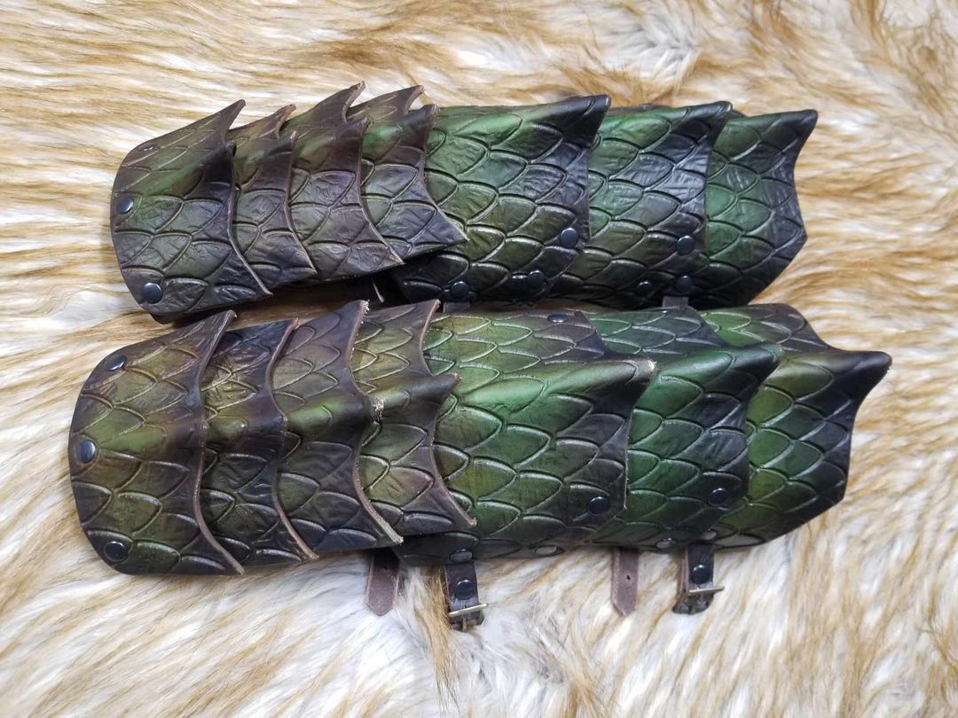 Dragon Scale Leather Gauntlets: Custom LARP Cosplay Armor - Etsy