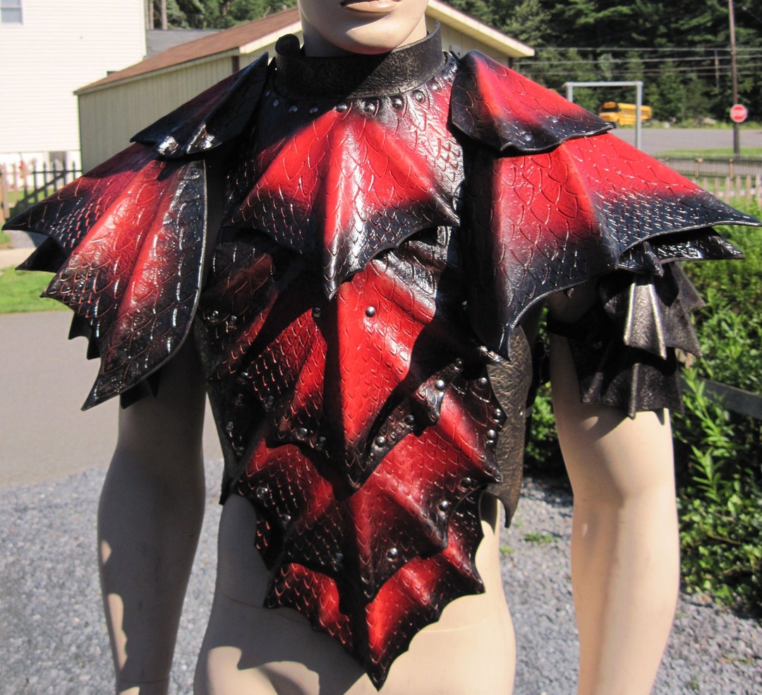 Leather Armor Dragon Scale Chest Back & Shoulders Dragonscale Armor ...