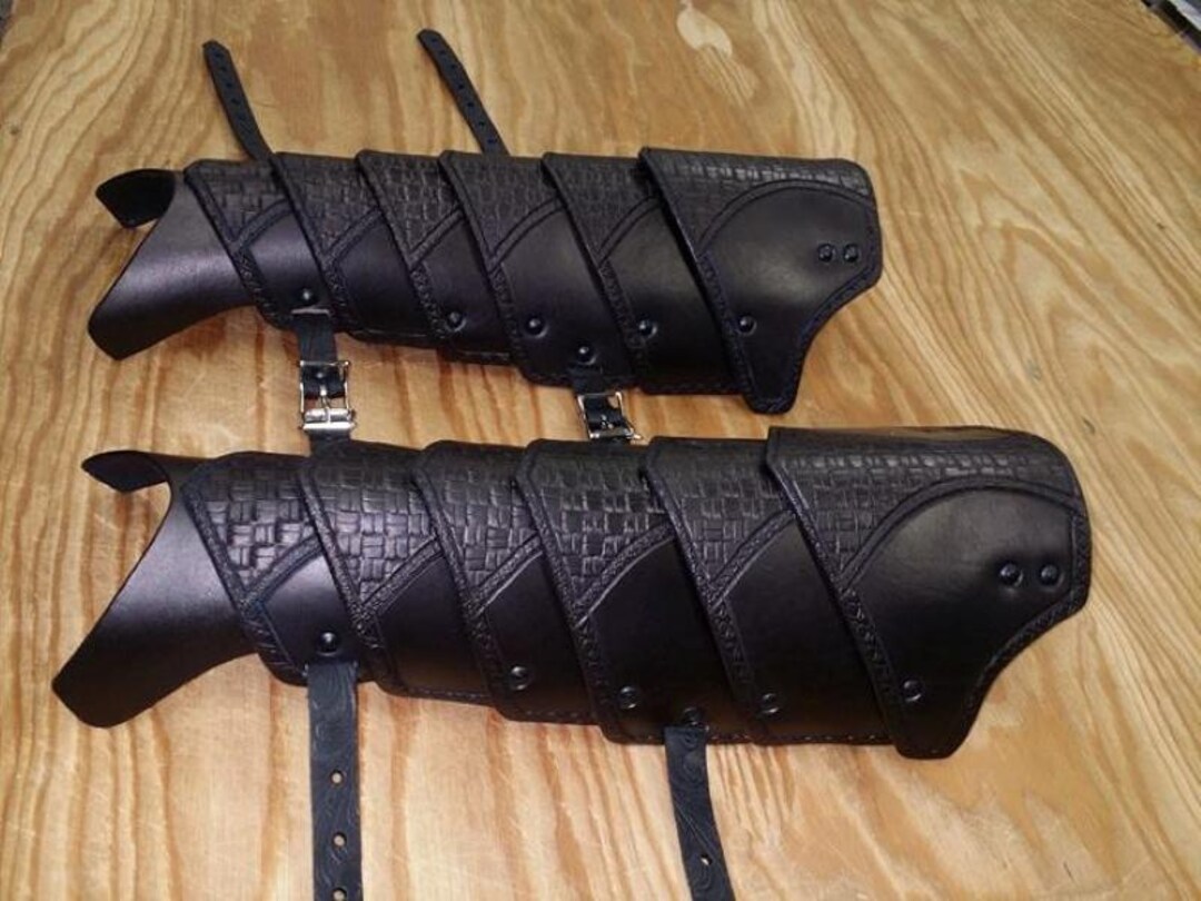 Leather Armor Ornate Scaled Greaves - Etsy