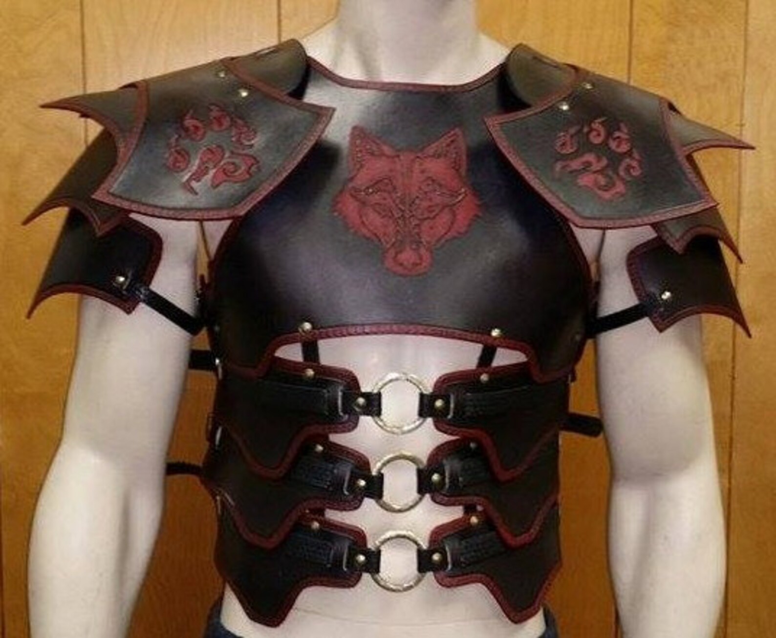 Leather Armor Tribal Wolf Dark Talon Chest Back & Shoulders | Etsy