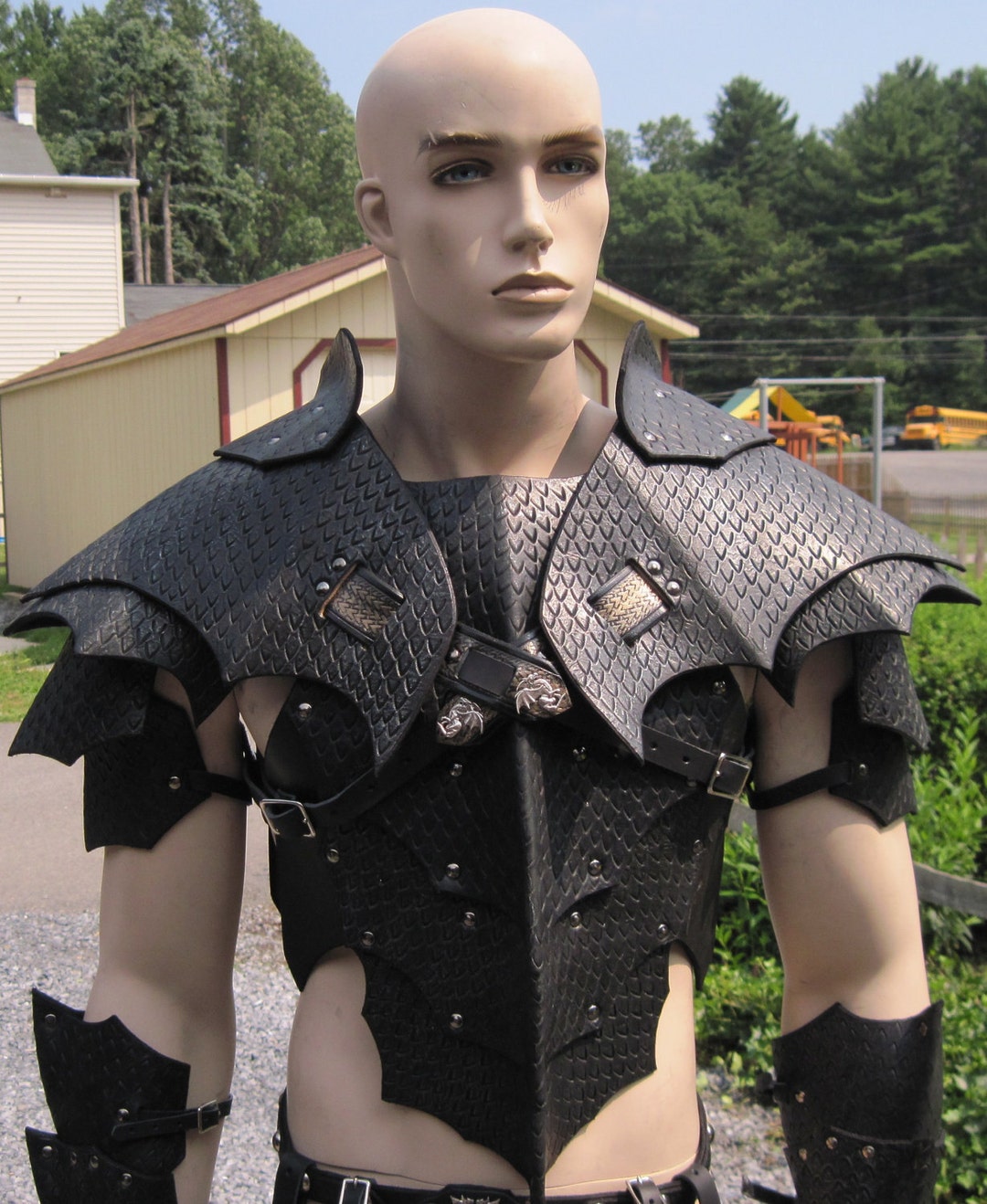 Leather Armor Dragon Scale Chest Back & Shoulders Dragonscale Armor ...