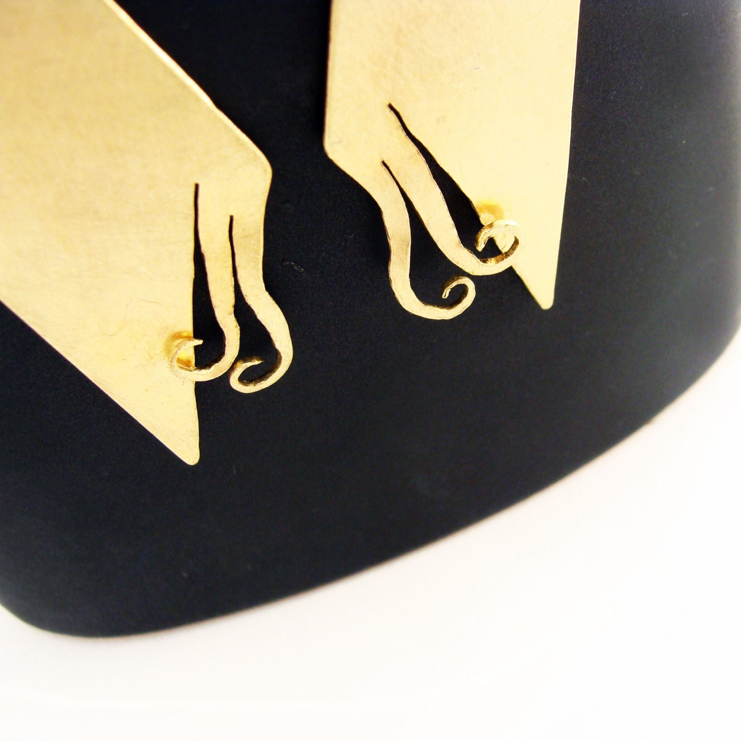 FREYA Diamond Swirl Design Statement Earrings Gold Brass Bronze ...