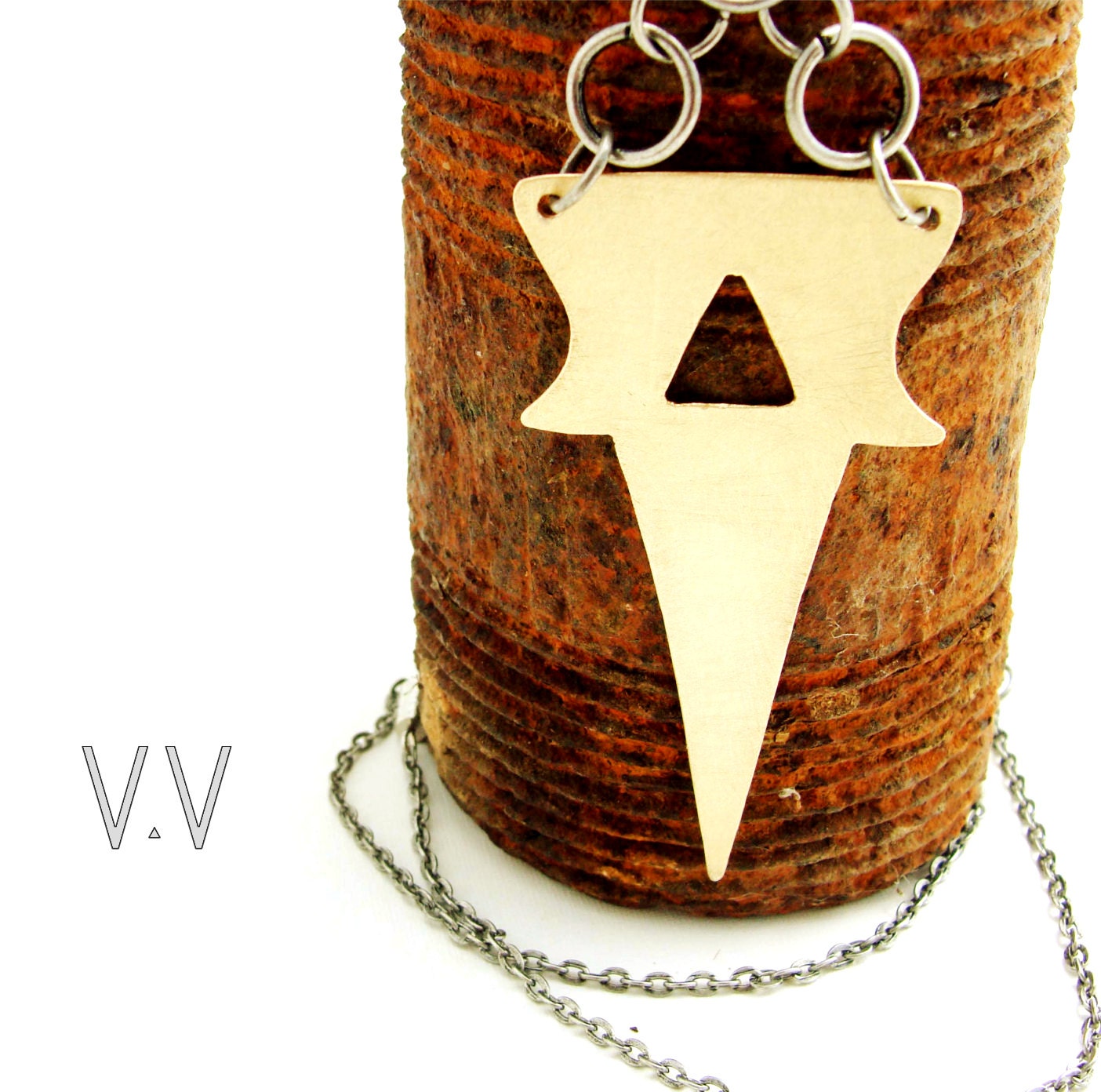 ACUTE Dagger Necklace Gun Metal Chain Link Long - Etsy