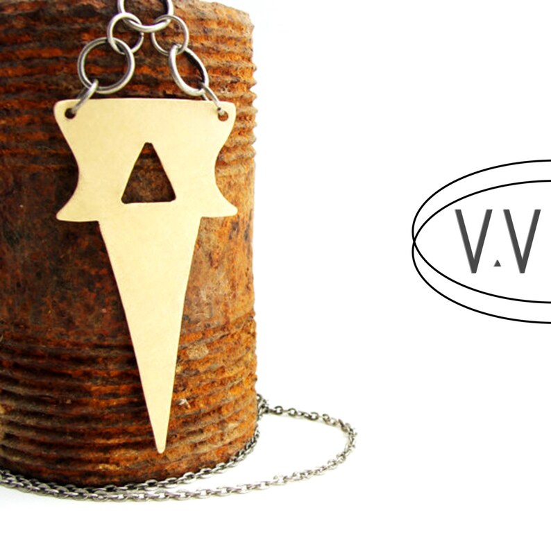 ACUTE Dagger Necklace Gun Metal Chain Link Long - Etsy