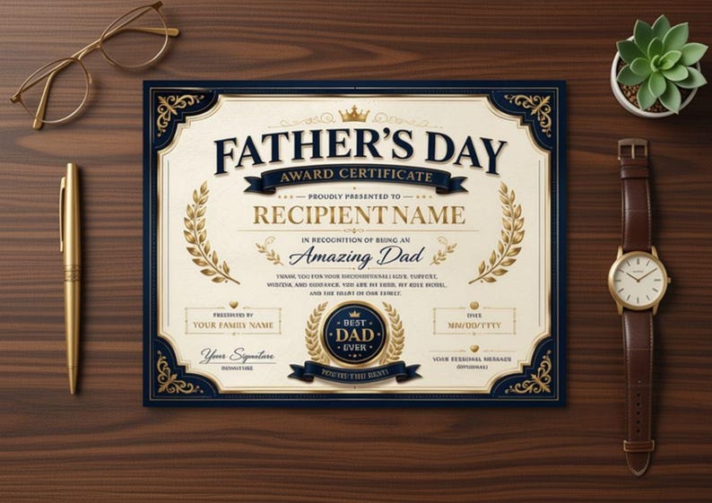 World's Dad Certificate Template, Father's Day Award Printable ...