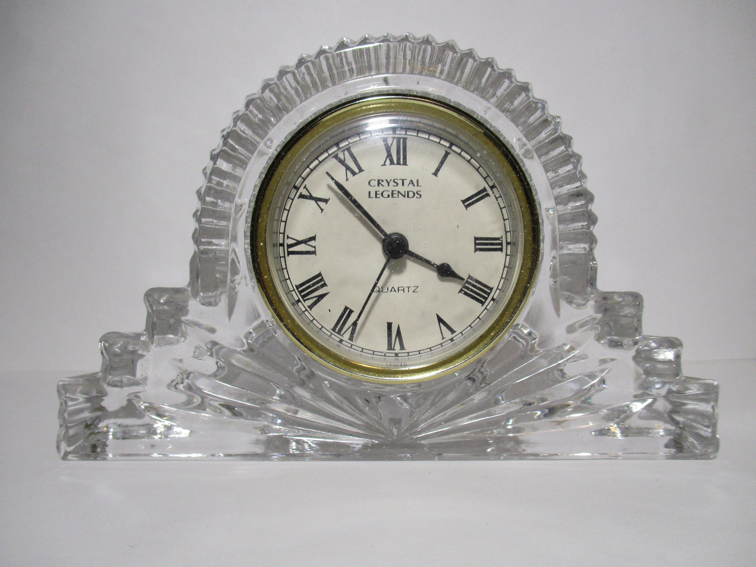 Vintage Crystal Legends Godinger Rose Mantle Clock - munimoro.gob.pe