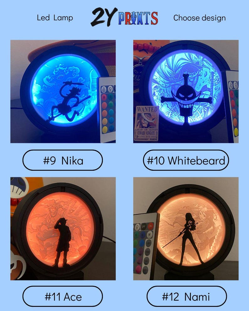 One Piece LED Lamp | Anime Night Light | Luffy Zoro Ace Franky Gear 5 ...