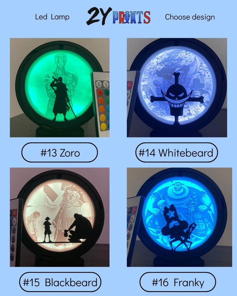 One Piece LED Lamp | Anime Night Light | Luffy Zoro Ace Franky Gear 5 ...