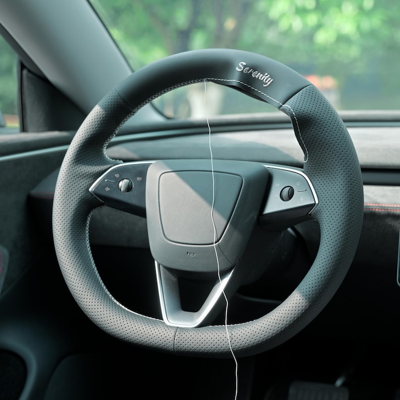 Tesla Interior Aesthetic Steering Wheel Cover | Custom Hand Stitched ...