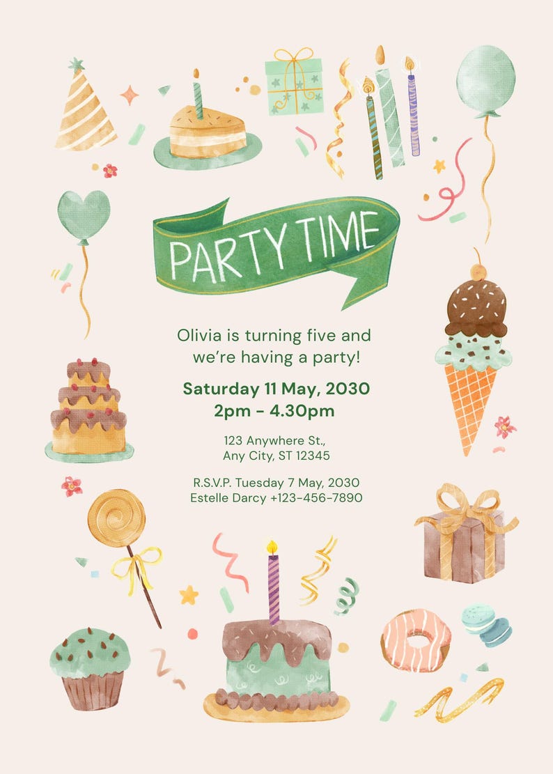 Editable Birthday Invitation Template, Mobile Party Invite (digital ...