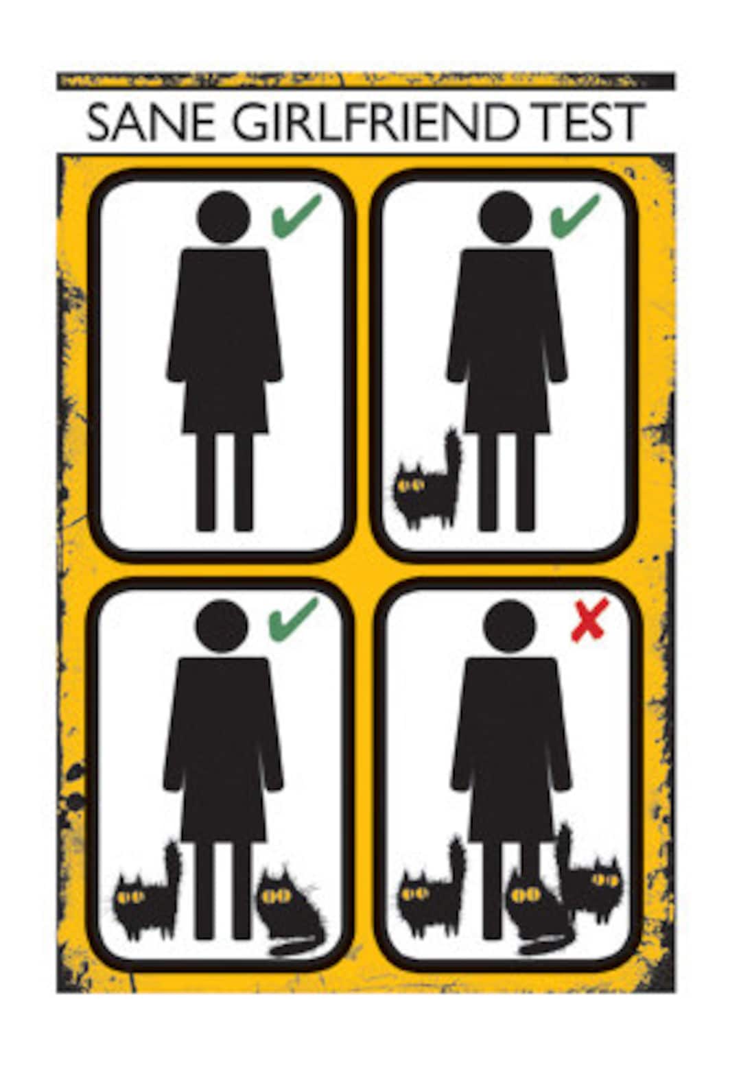 Cat Card: Sane Girlfriend Test - Etsy