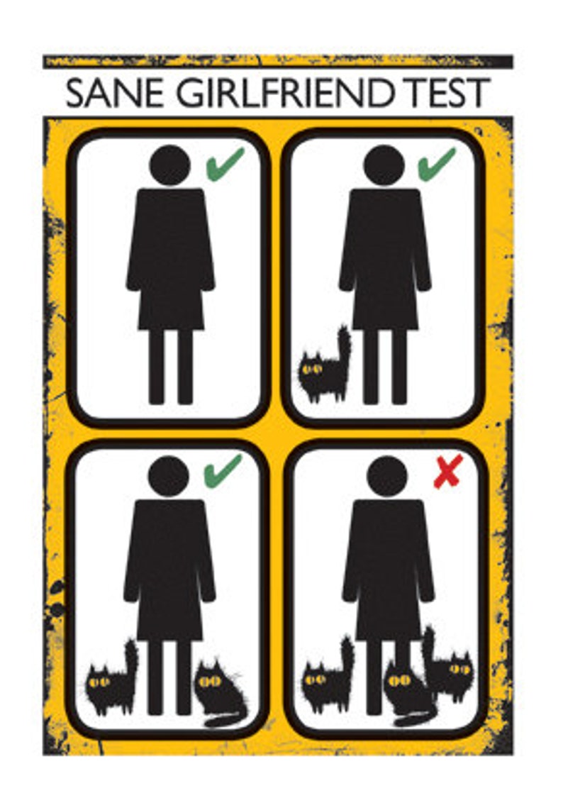 Cat Card: Sane Girlfriend Test - Etsy