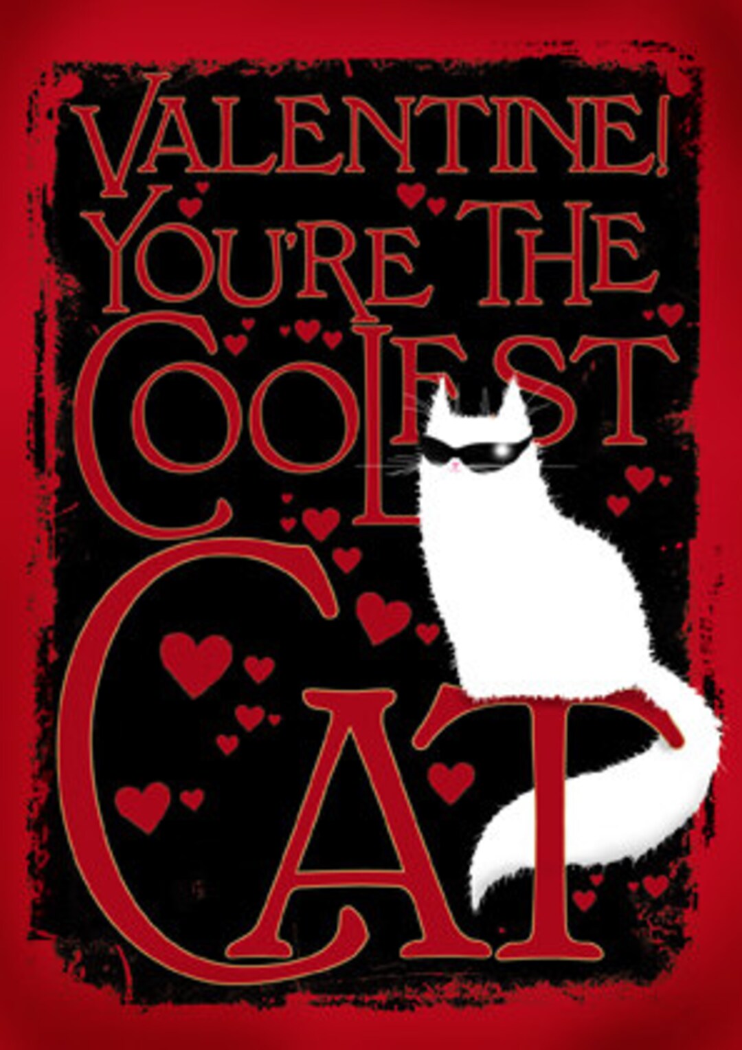 Valentine, You're the Coolest Cat Card - Etsy