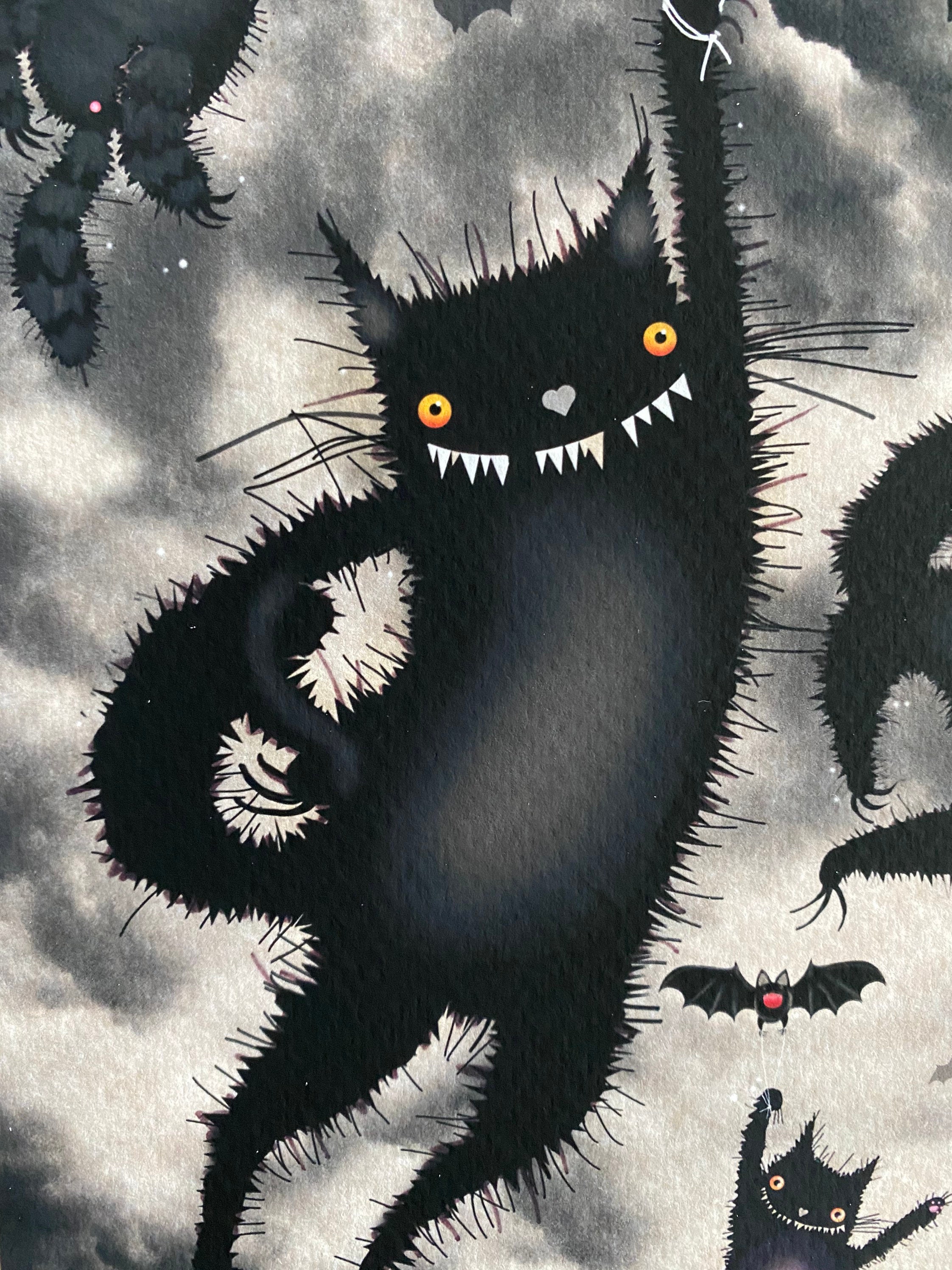 Cats and Bats Limited Edition Art Print - Etsy