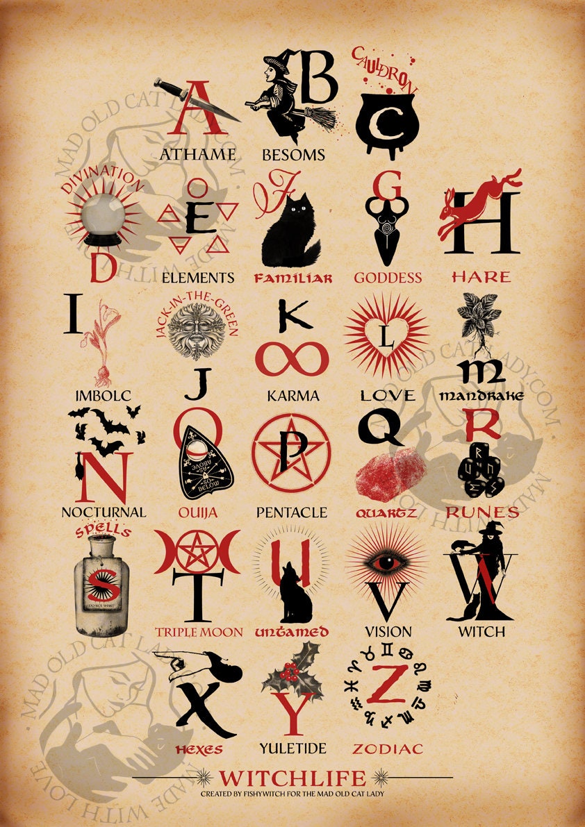A3 Witch's Home Witch Life Alphabet A3 Art Print - Etsy UK