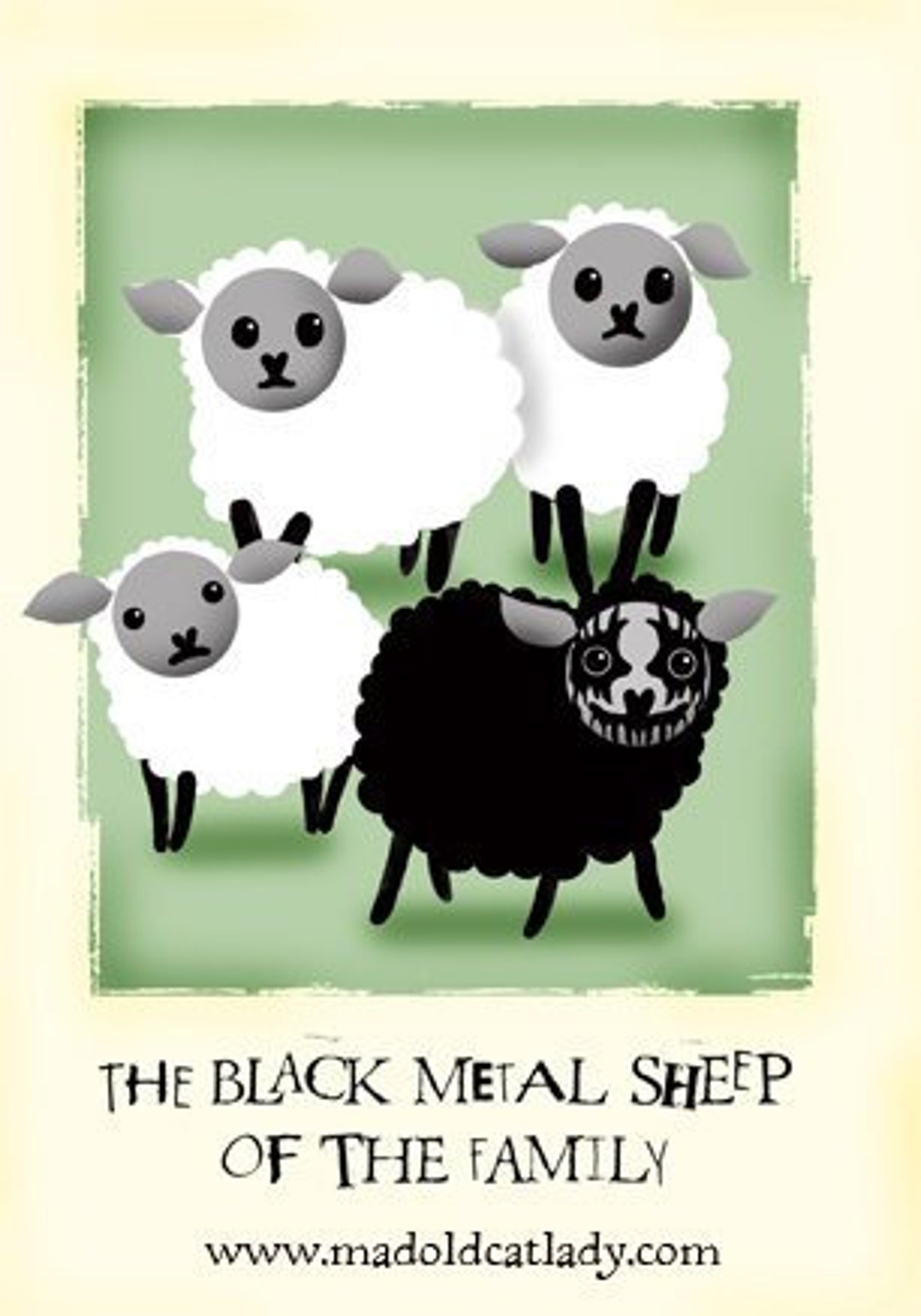 Black Metal Sheep Card - Etsy