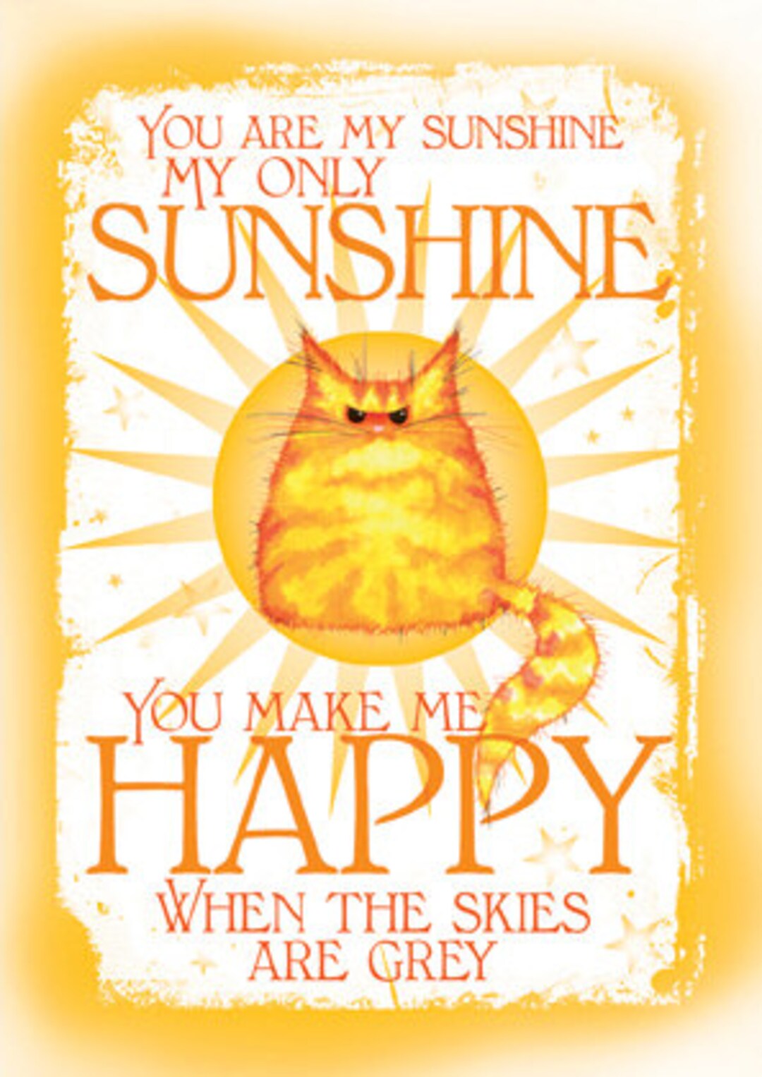 You Are My Sunshine Cat Greetings Card - Etsy