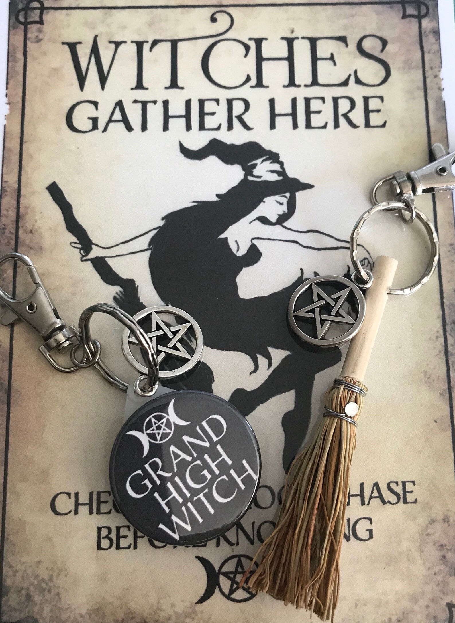 Witch's Broom Keyring - Etsy