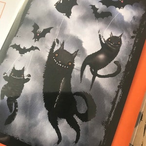 Black Cats and Black Bats Halloween Card - Etsy