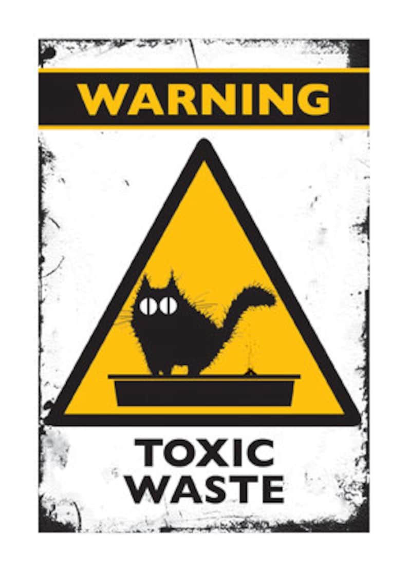 Cat Card Funny Card: WARNING Toxic Waste - Etsy
