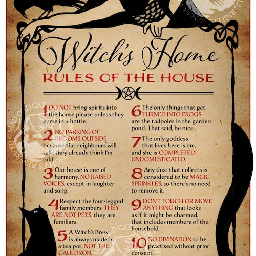Witch's Home Rules of the House A4 Art Print - Etsy