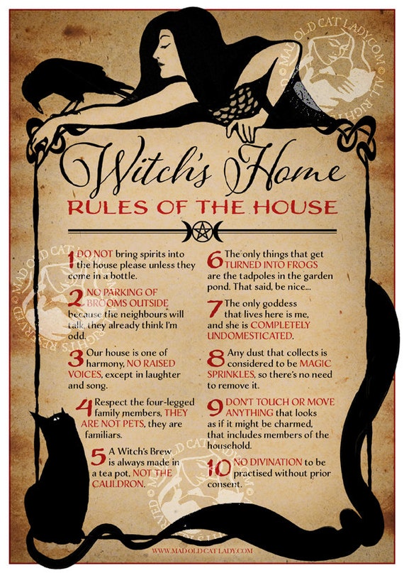 Witch's Home Rules of the House A4 Art Print - Etsy