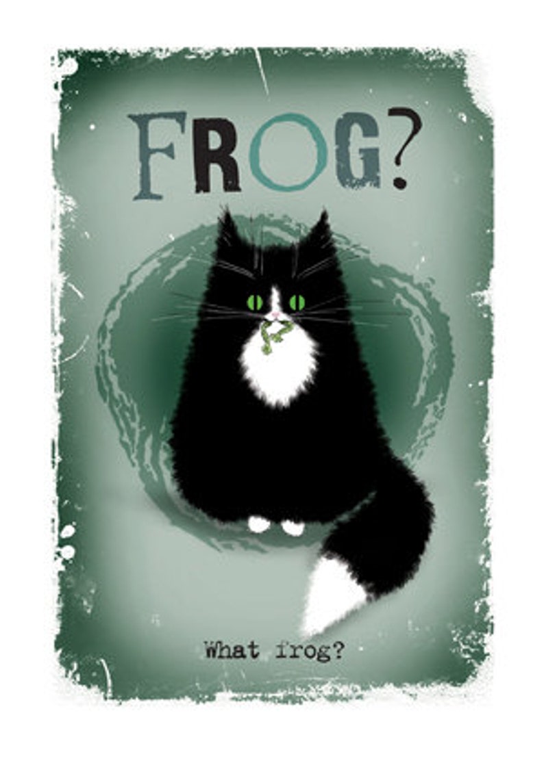 Cat Card What Frog (question Mark) Funny Cat Greetings Card. - Etsy