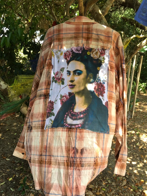 Frida Kahlo Upcycled Flannel Shirt Unisex 4XL | Etsy