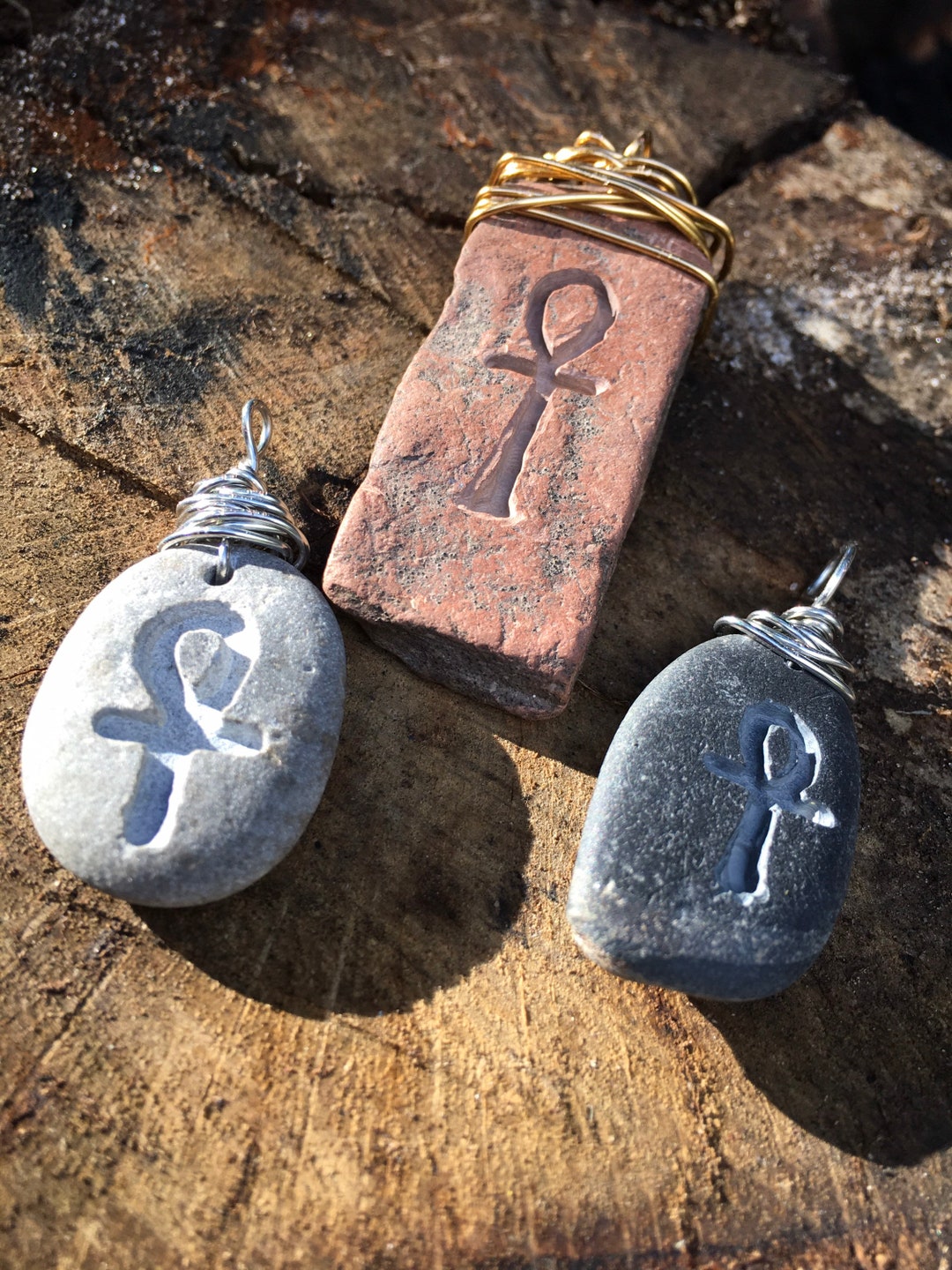 Hand-carved Ankh Stone Pendants - Etsy
