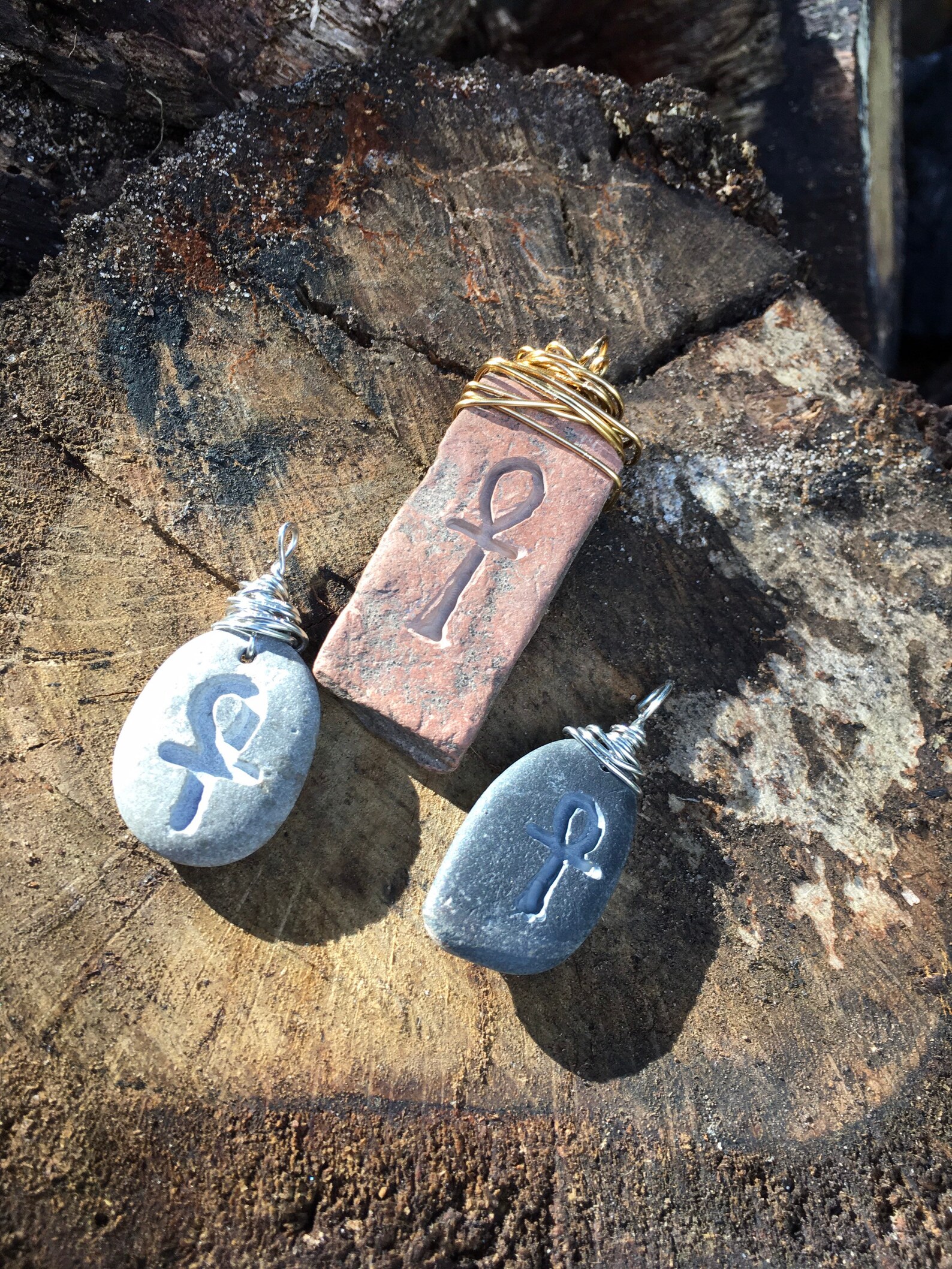 Hand-carved Ankh Stone Pendants - Etsy