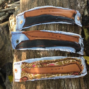 Leather and Denim Upcycled Cuff Bracelet’s - Etsy