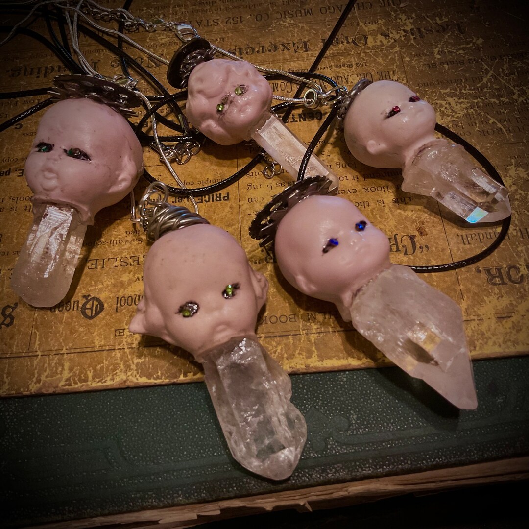 Upcycled Quartz Frozen Charlotte Necklaces - Etsy