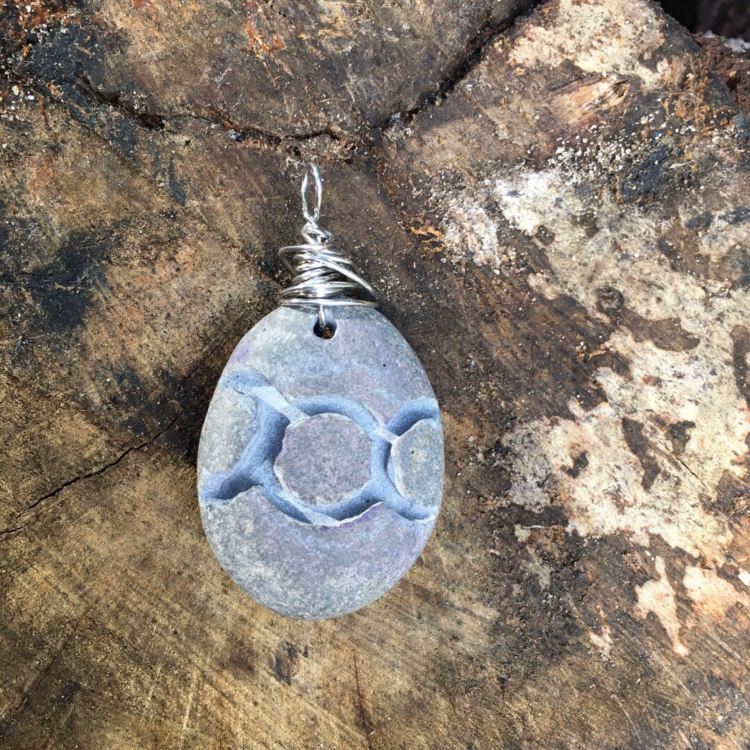 Hand-carved Triple Moon Goddess Stone Pendant - Etsy