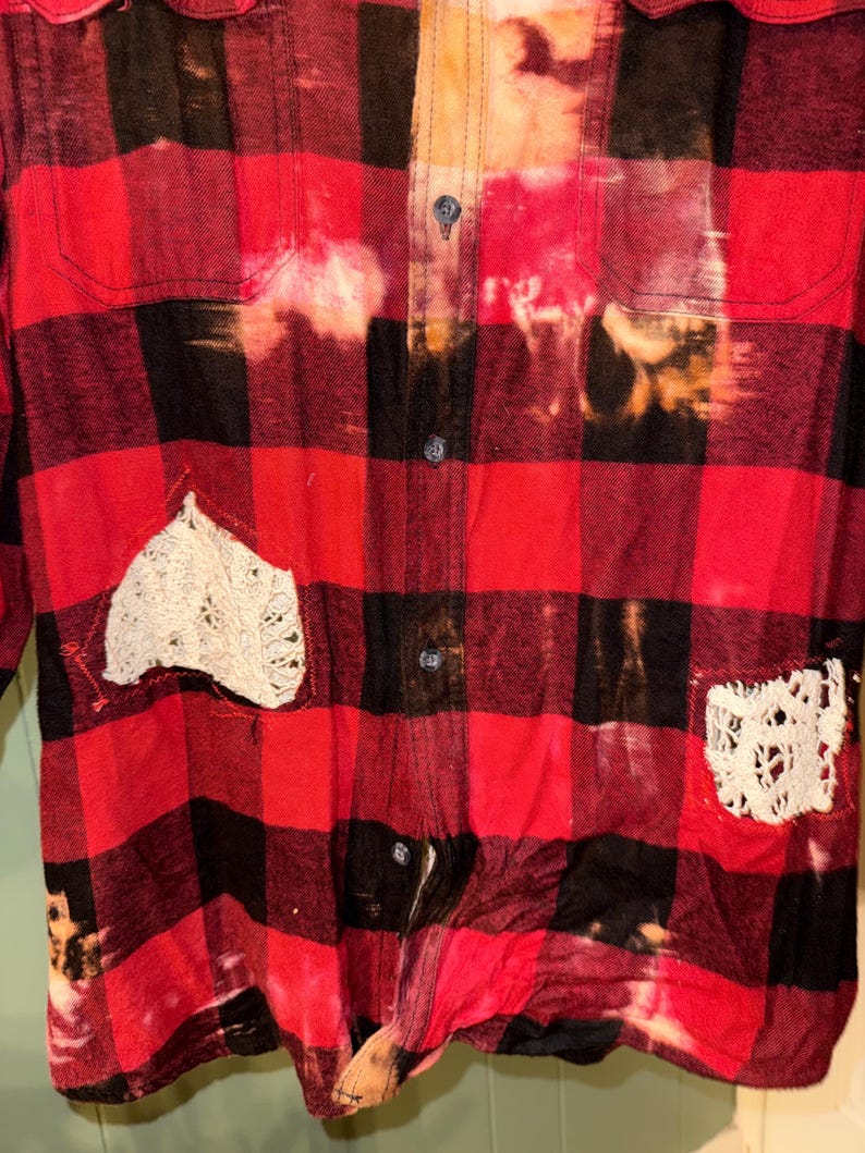 Upcycled Merged Flannel Lace Back - Etsy