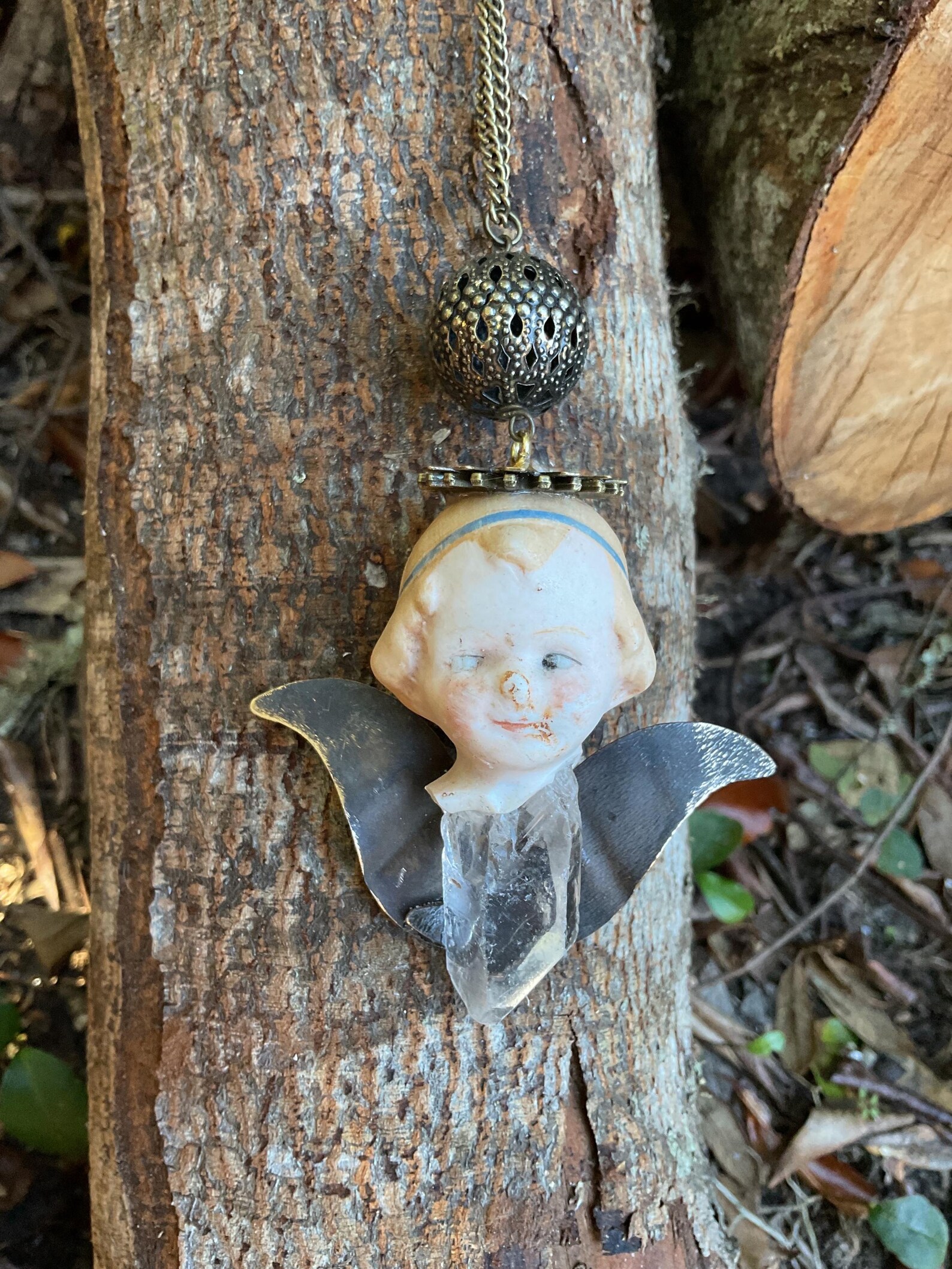 Upcycled Angel Baby Crystal Necklace - Etsy