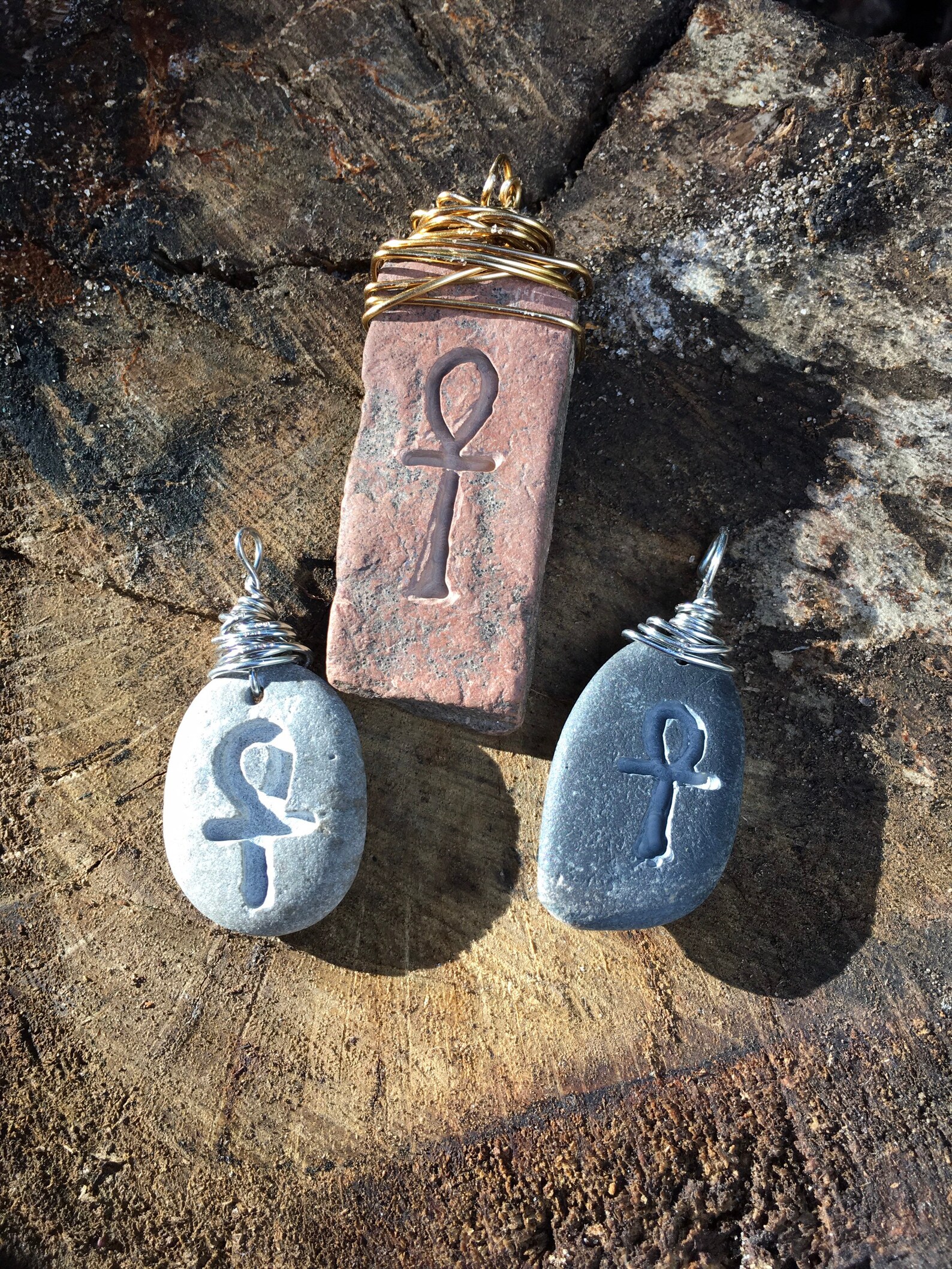 Hand-carved Ankh Stone Pendants - Etsy