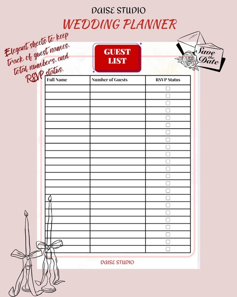 Wedding Planner A4-A5, Printable Checklist, Bride to Do List (digital ...