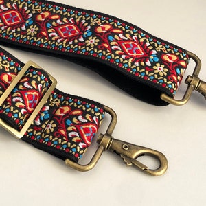 5cm Wide Red Embroidered Bag Strap Adjustable Purse Strap Replacement ...