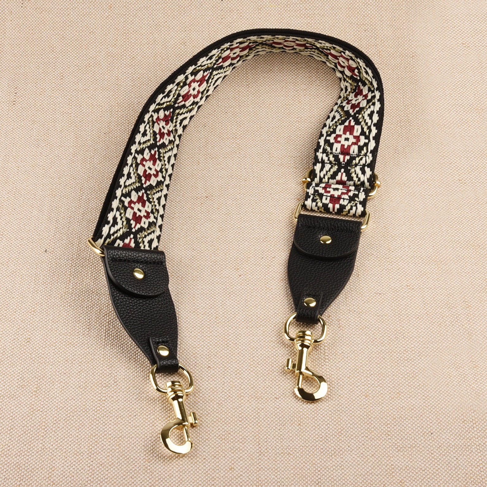 Off White Black Gold and Dark Red Woven Bag Strap Adjustable | Etsy