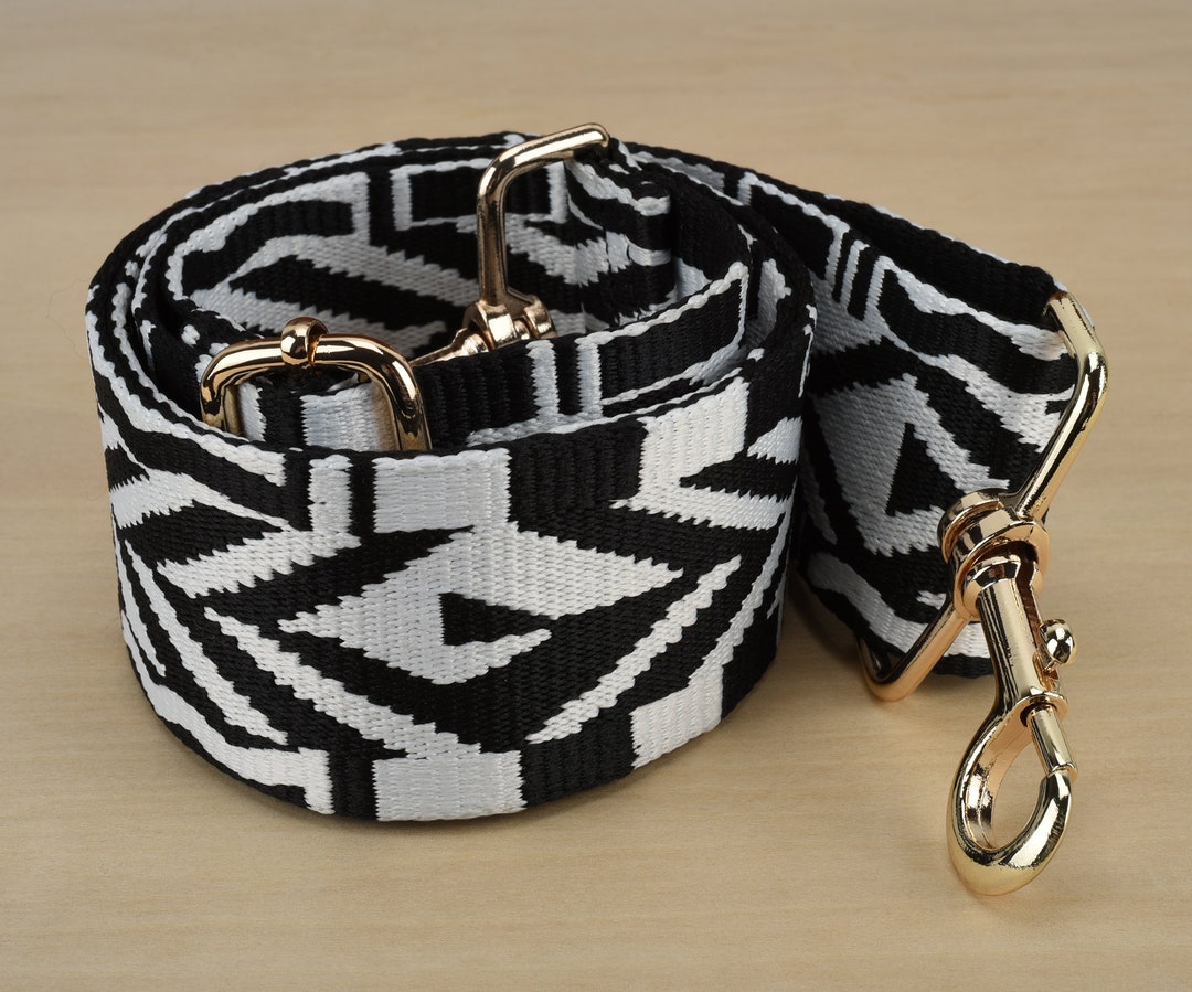 Black and White Webbing Strap Adjustable Crossbody Bag Strap 2 - Etsy