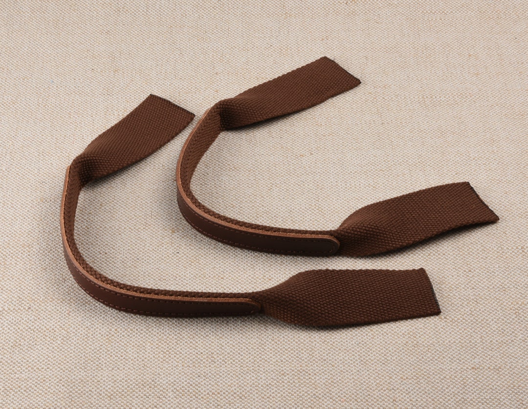Brown Leather and Cotton Webbing Bag Handles Handbag Straps - Etsy