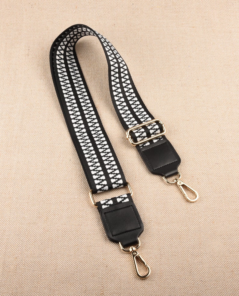 Black and White Bag Strap Adjustable Purse Strap - Etsy